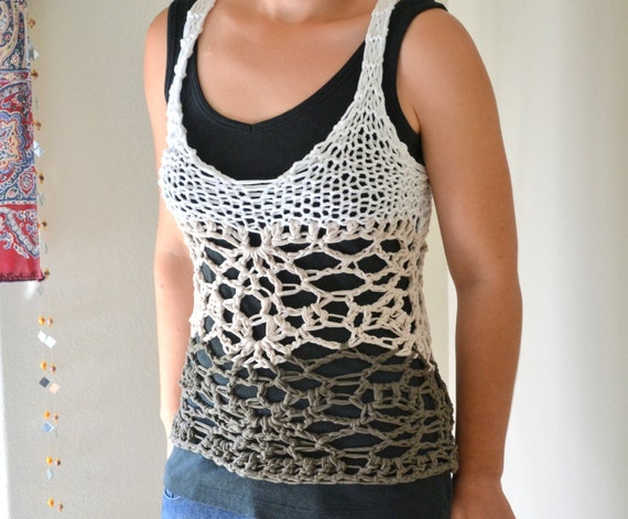 Knit Crochet Tank Top Pattern Boho Hippie Mesh by theGoodShnit