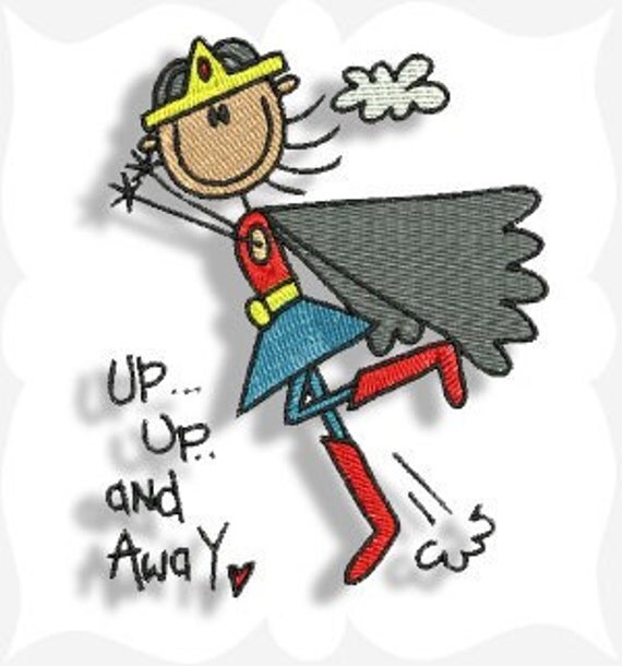 Super Girl Super Hero Stick Kids Machine Embroidery Designs