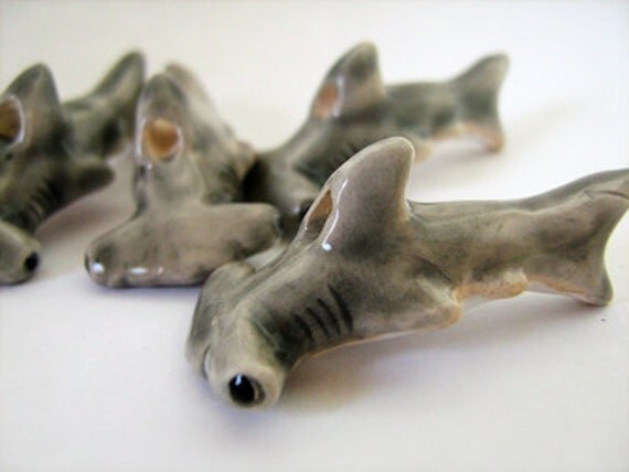 4 Large Hammerhead shark beads LG322