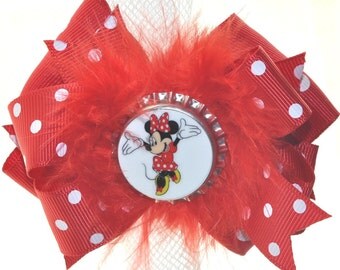Items similar to Minnie/Mickey Mouse Hair Bow/ Hairbow Red Hair Bow ...