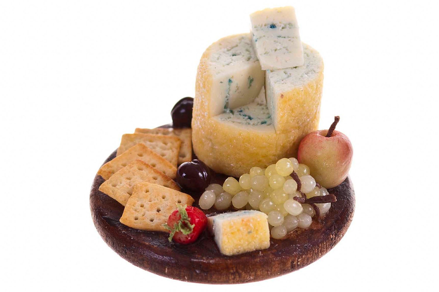 stilton cheese and crackers board dollhouse miniature by amanspeak