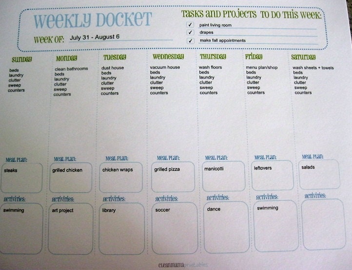 EDITABLE Weekly Docket
