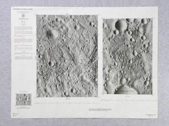 1966 NASA Lunar Chart Ranger IX Moon Landing Site