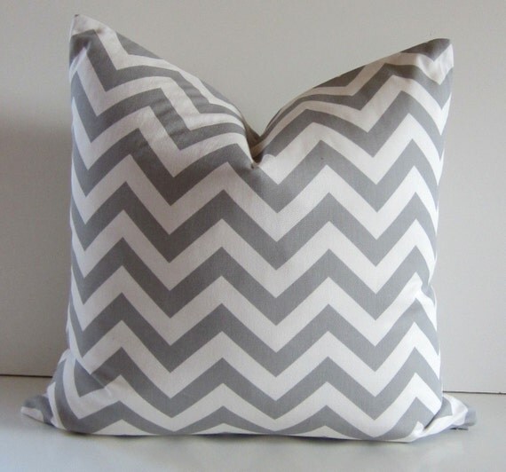 Chevron Pillow 20 inch Light Gray and by STUDIOTULLIAPILLOWS