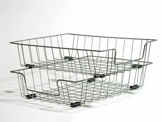 Wire Paper Tray Letter Basket Vintage Office Industrial
