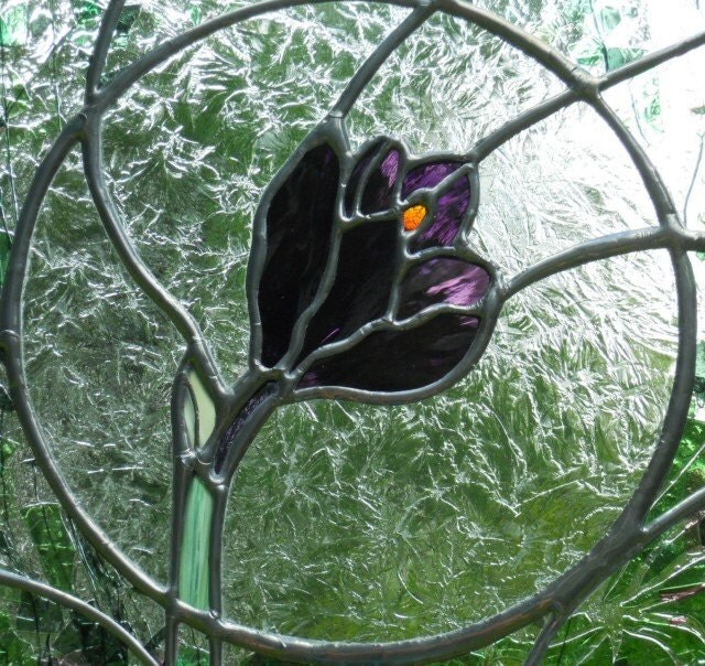 Stained Glass Spring Crocus Framed Panel by artophile on Etsy