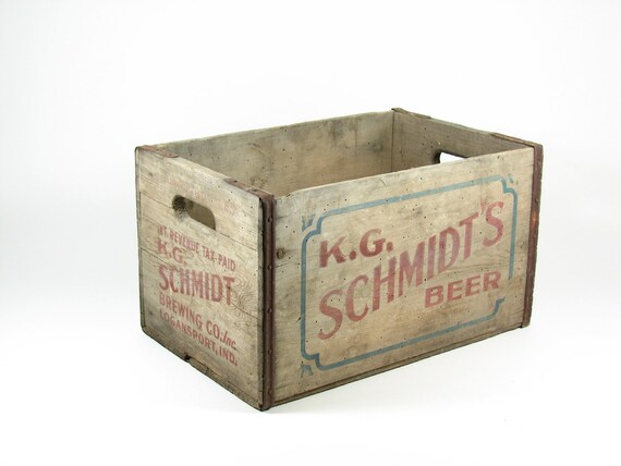 Vintage Wooden Beer Crate Wood Box KG Schmidt's by BridgewoodPlace