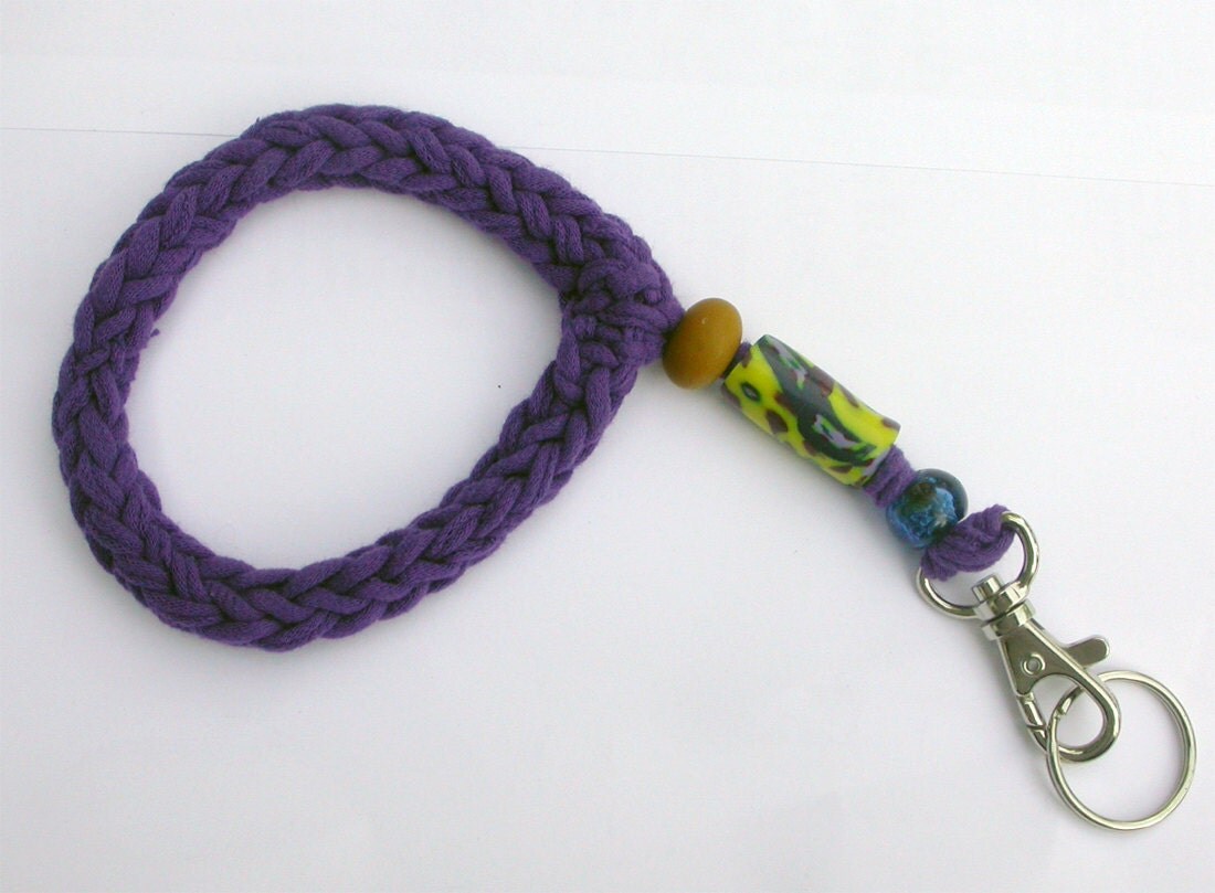 Wristlet Key Chain Key Fob Knit from Recycled by SusanEknits