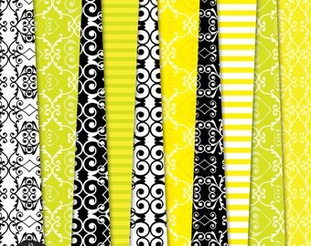 Digital Paper Pack Wavy Lines in Bold Colors