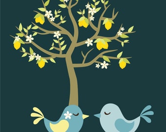 Items similar to Owl Love Birds - in Blue and Pink - Digital Clip Art ...