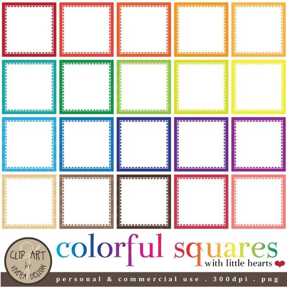 Digital Clip Art Squares with Little Heart Linings in 20