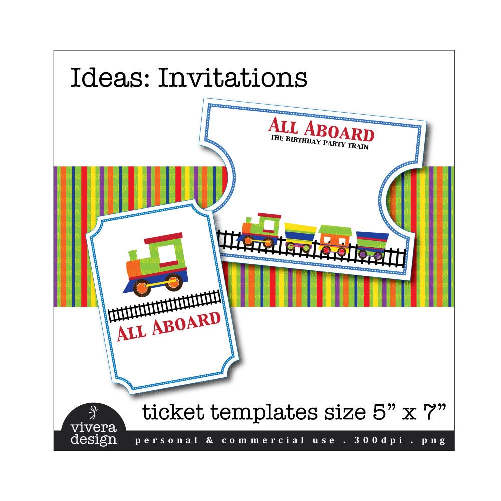 All Aboard the Party Train Clip Art in Blue and Red and