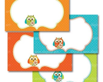Pink and Aqua Summer Owls and florals 3 x 5 by TracyAnnPrintables