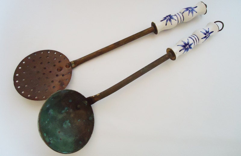French Ceramic Handle Ladle and Slotted Spoon.40s. – Haute Juice