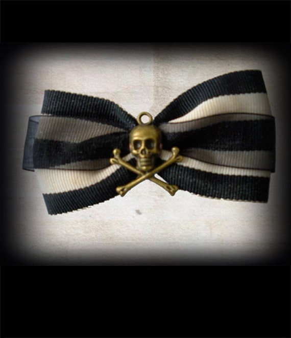 Skull and Crossbones Hair Bow