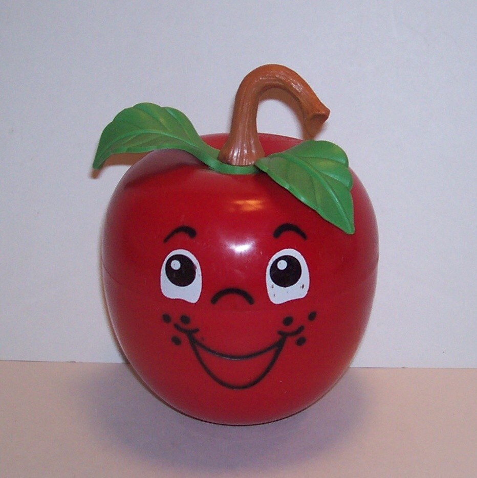 Vintage Fisher Price Happy Apple Toy Red with a little Jingle