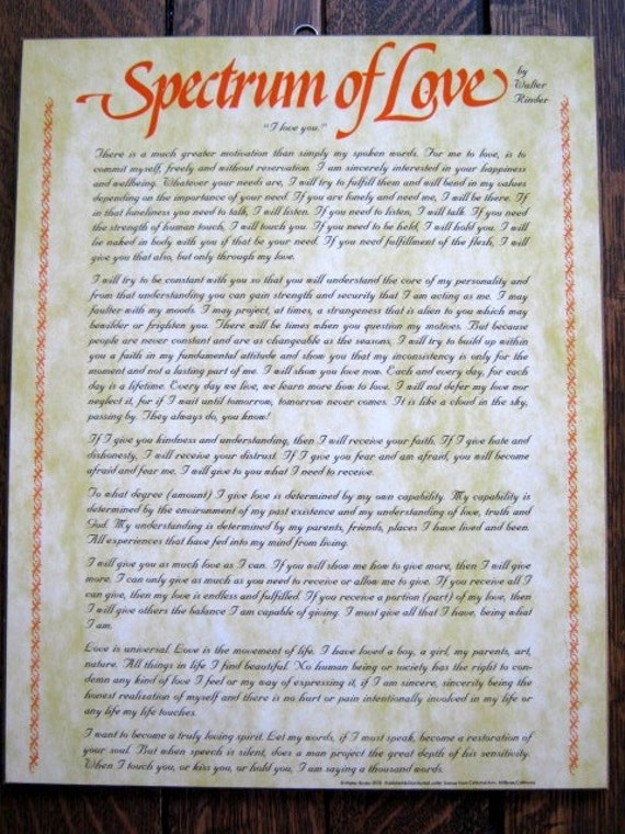 Vintage 1970 Walter Rinder SPECTRUM OF LOVE Plaque