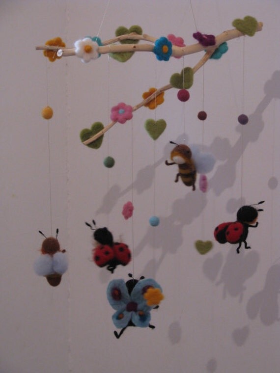 November SALE..........Needle felted bugs mobile