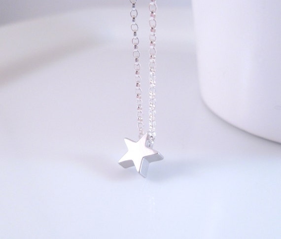 Silver star necklace .925 sterling silver rolo chain with