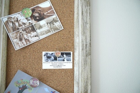 Bulletin Board with Vintage Rustic Frame