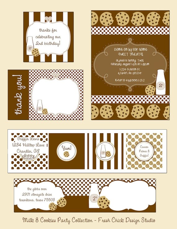 Printable Party Collection Milk and Cookies by PetitePartyStudio