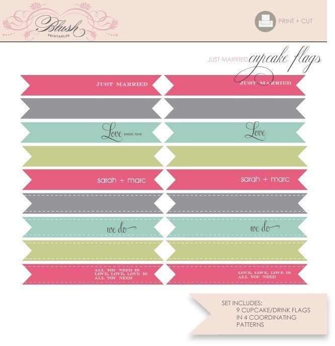 Cupcake Flags Drink Flags DIY Printable Blush Printables