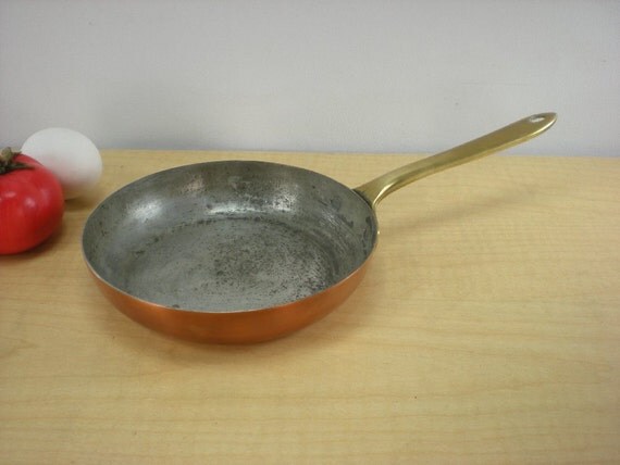 Italy PA14 Copper Cookware Small Fry Pan Skillet by oldetymestore