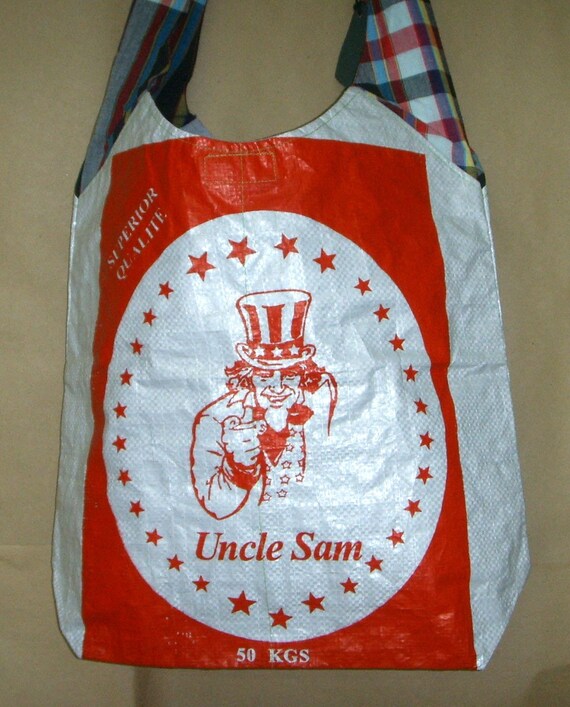 Uncle Sam upcycled and recycled rice bag