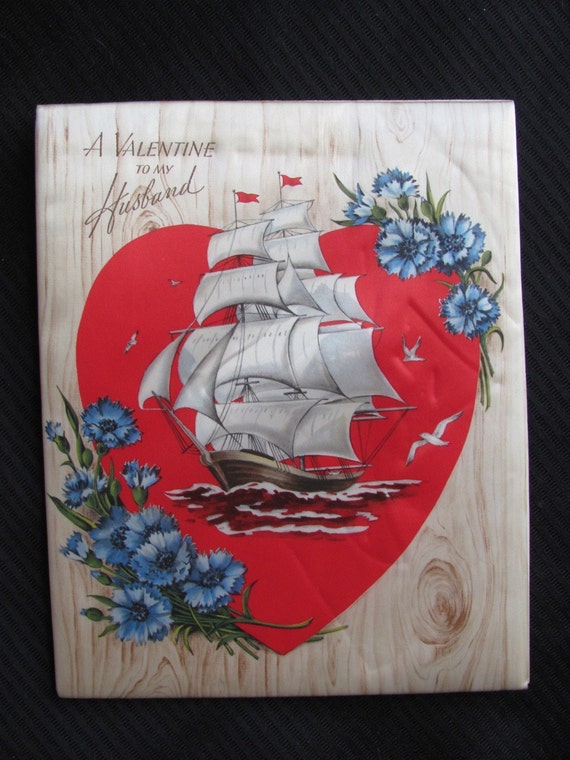 Vintage Large Padded Valentines Day Card For My Husband
