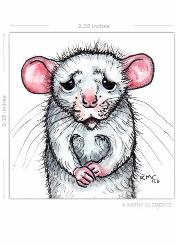 Items similar to Sad Rat original art watercolor, ink KMCoriginals on Etsy
