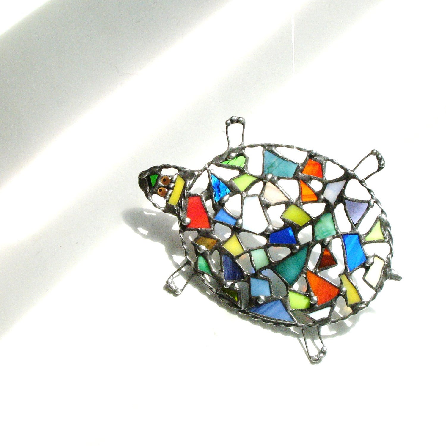 Stained Glass Turtle Mosaic Suncatcher by JechoryGlassDesigns