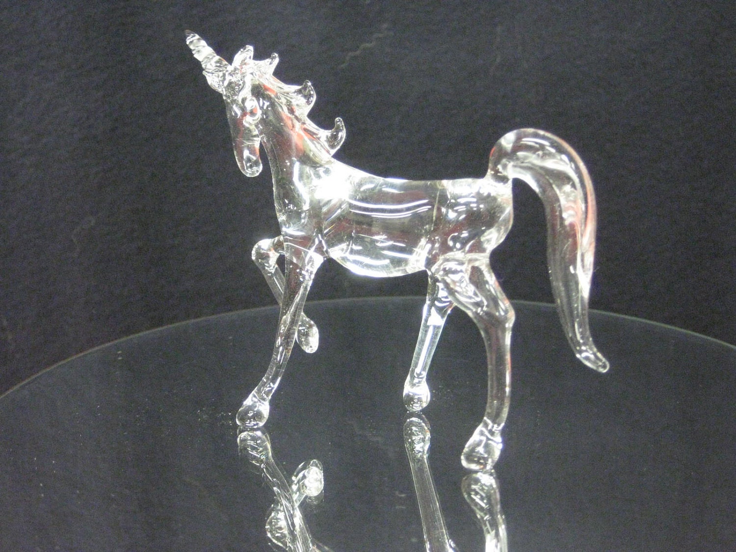 Small prancing glass unicorn