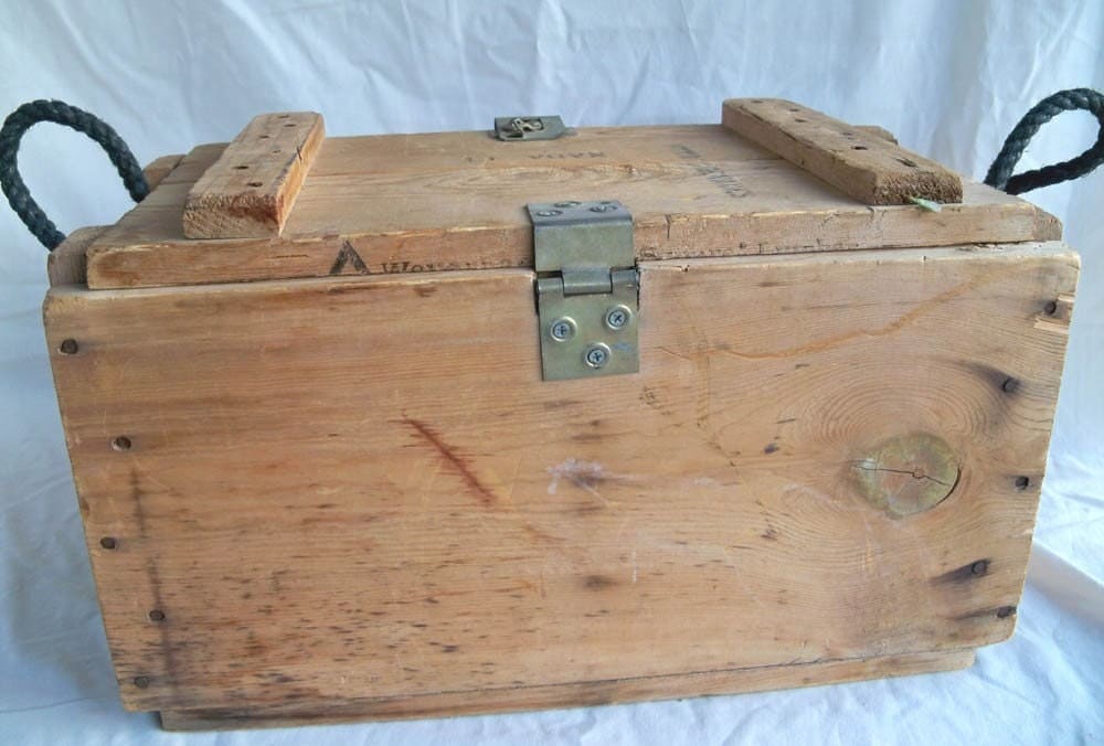 Vintage U.S. Military Wooden Hand Grenade Crate Box Great