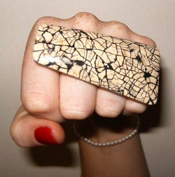 Large Wood Double Finger Statement Ring by MoonshineDivineCo