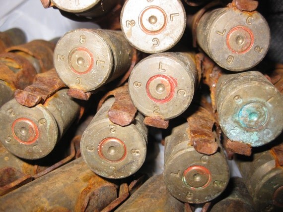 WW2 .50 cal machine gun brass cartridge shell casing belt