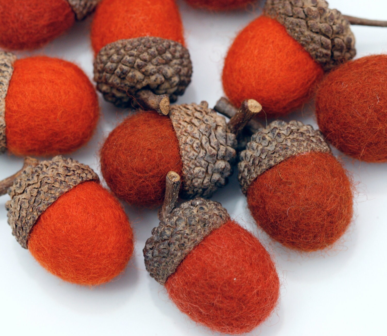 Felted Wool Acorns in shades of Burnt Orange Set of 6