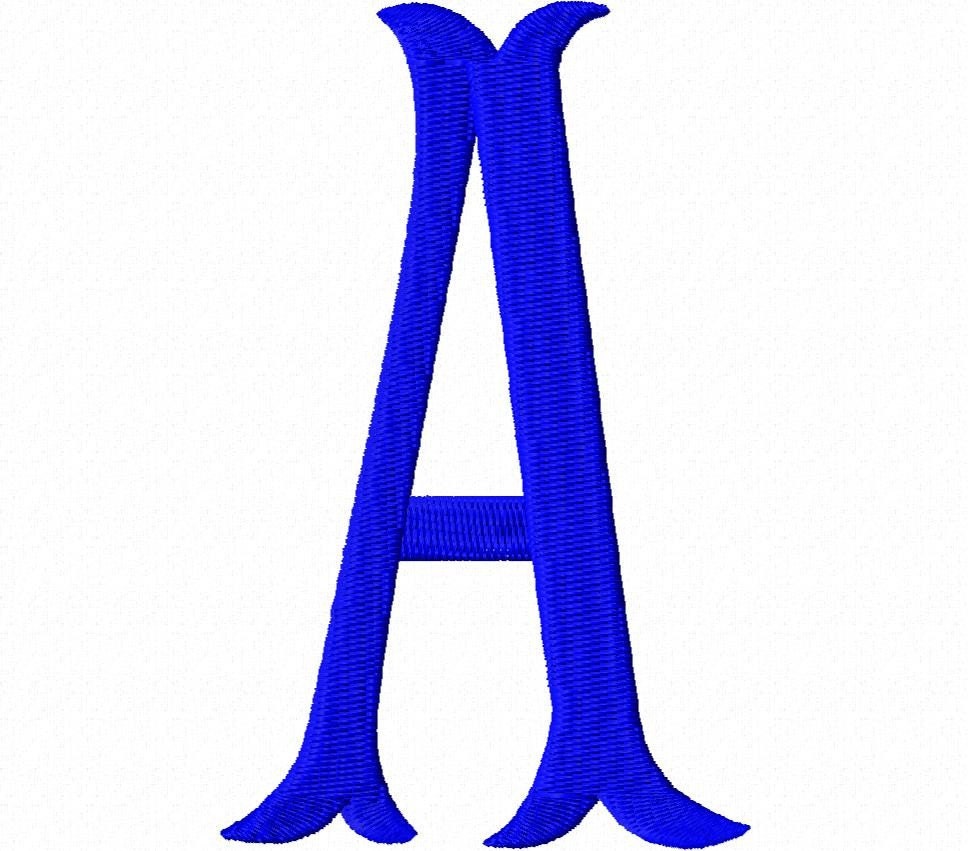 Fishtail font embroidery design letters 3 sizes