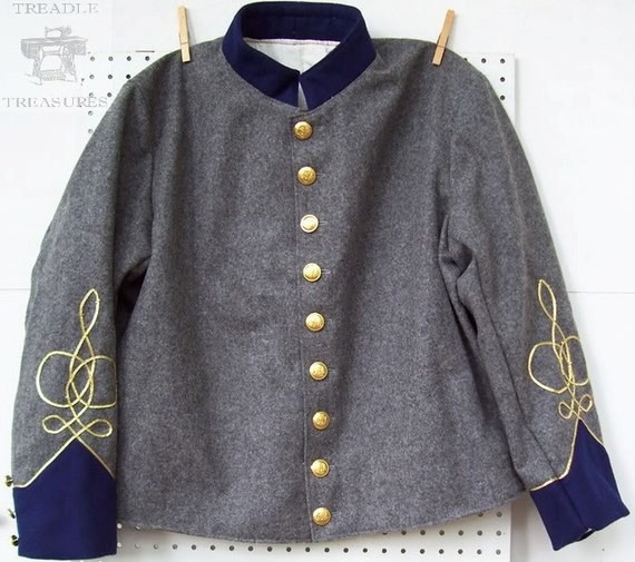 Civil War Mens Confederate Officers Wool Shell Jacket