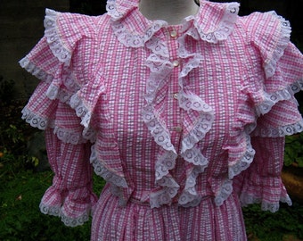 The Vintage Pink Gingham Southern Belle Hoop Skirt Costume