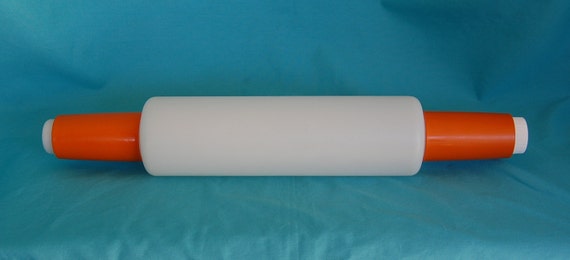 Vintage Tupperware Rolling Pin with Orange Handles