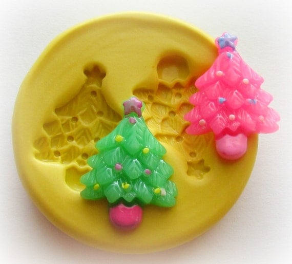 Christmas Tree Mold Christmas in July DIY Button Resin Polymer