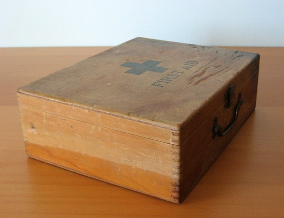 RESERVED Vintage Wood First Aid Box for Marianne