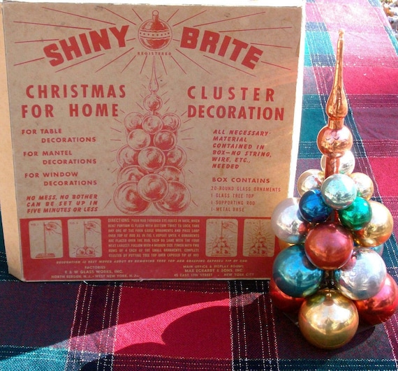 Items similar to Vintage Shiny Brite Christmas Ornament Cluster Tree in ...