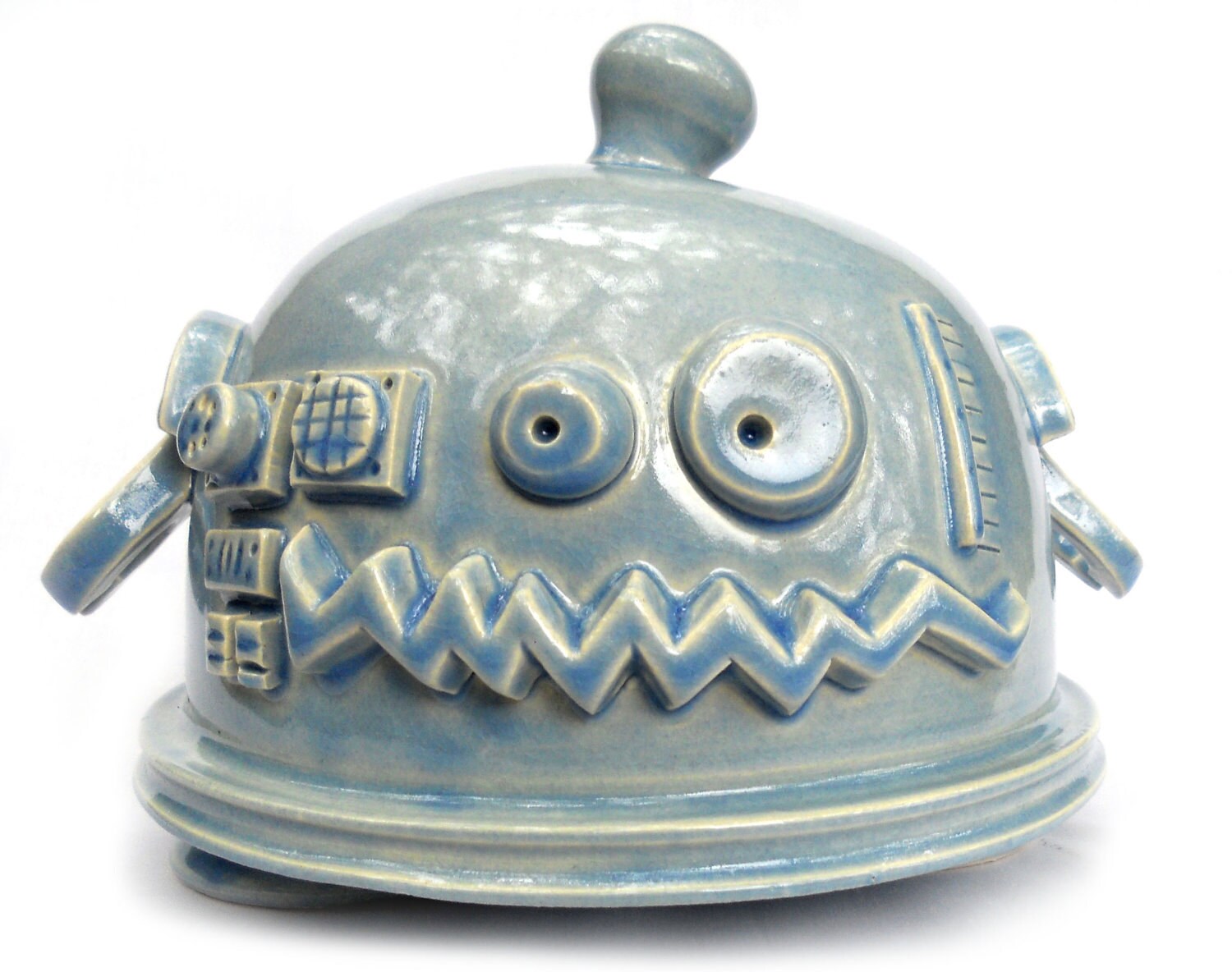 Light Blue Ceramic Robot Coin Bank by turnerbots on Etsy