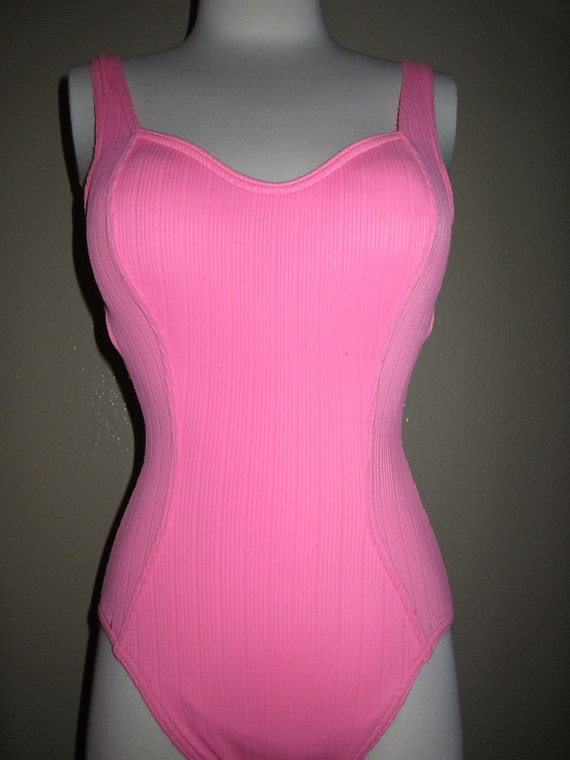 Hot Pink 1980s Swimsuit Vintage Swimsuit One By Vintagebooksandart