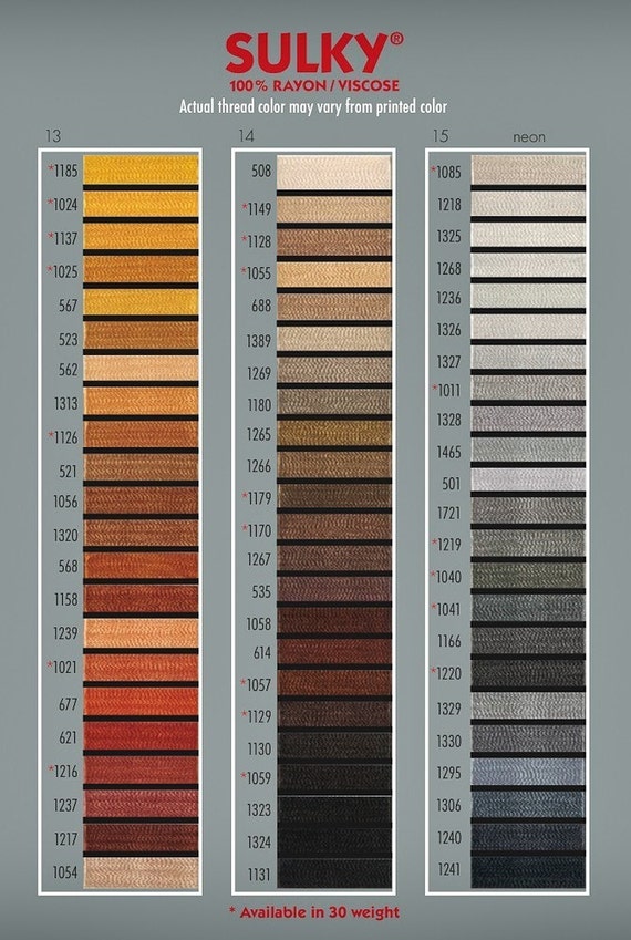 Sulky Rayon Thread Color Card from embroiderysupply on Etsy Studio