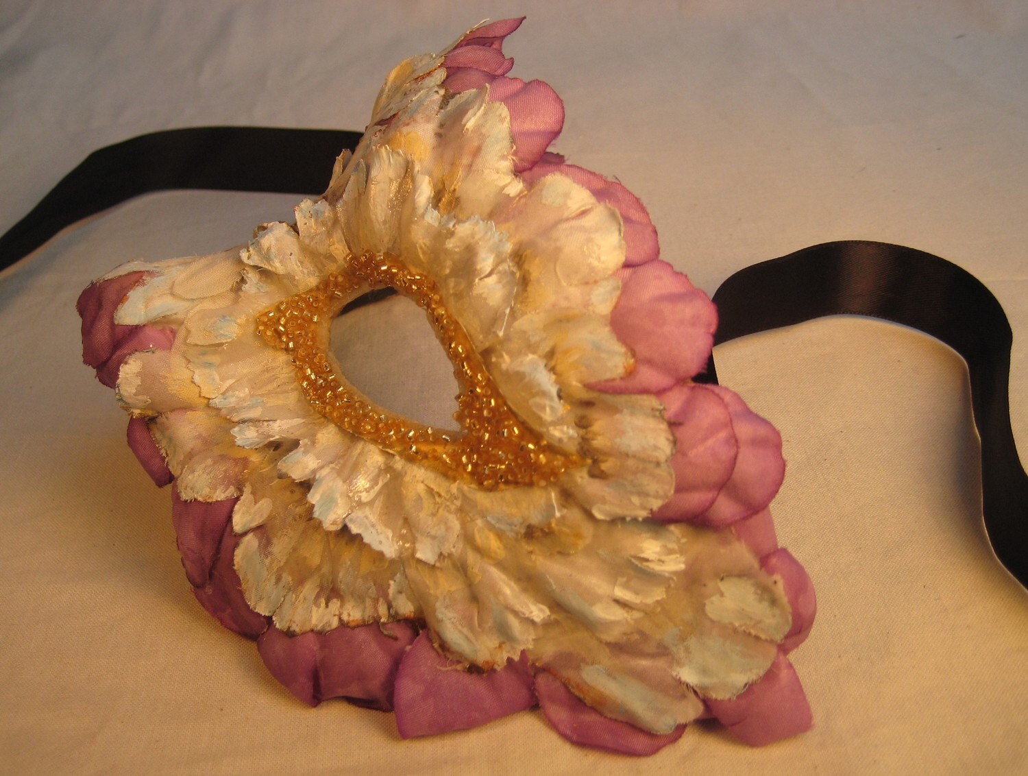 Flower petal half mask by BehindTheMaskStudio on Etsy