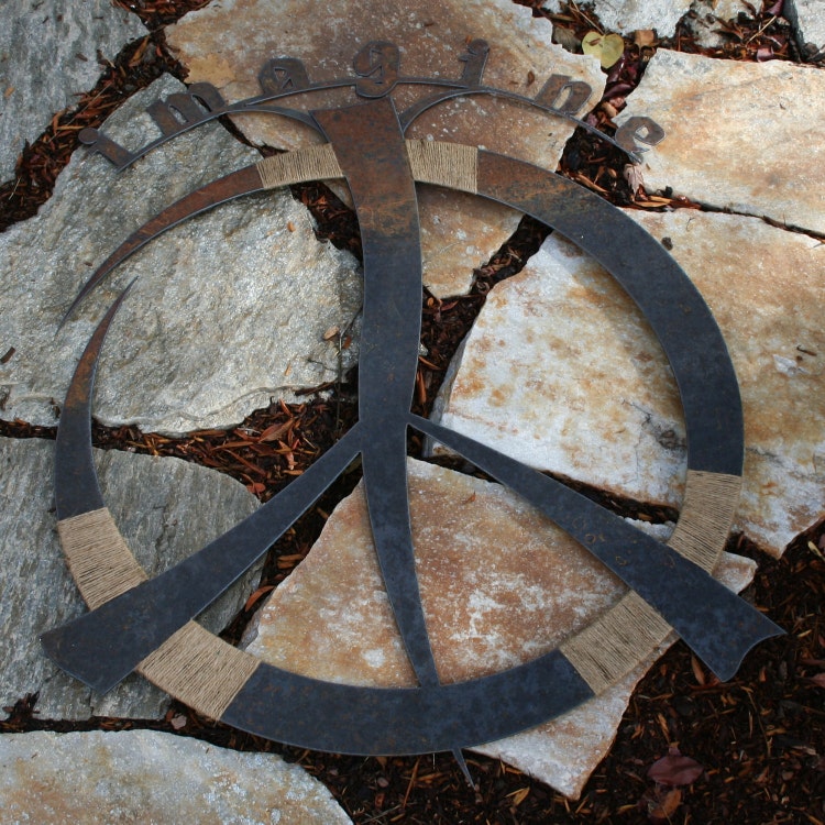 IMAGINE Rustic Peace Sign Art by fttdesign on Etsy