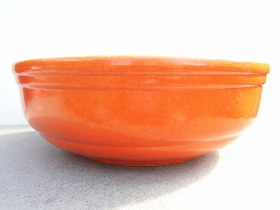 Vintage Bright Orange Bowl Mid Century Kitchen by PaperWoodVintage