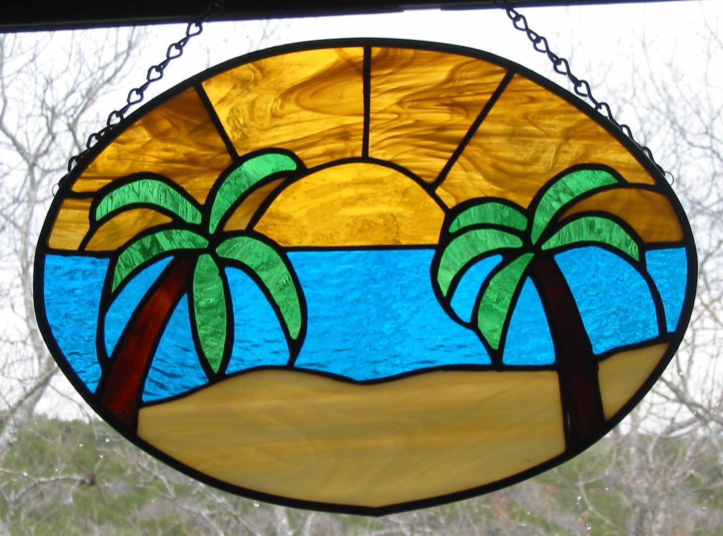 Scene Stained Glass Sun Patterns